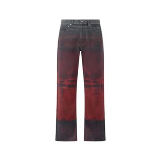 Roberto Cavalli Jean &agrave; effet imprim&eacute; mouchet&eacute; - Homme - Jeans - Rouge - Taille: W32