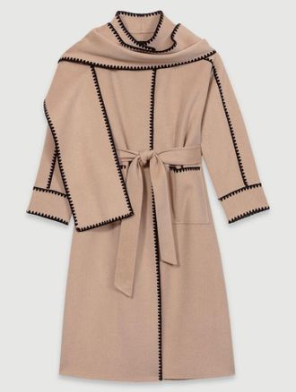 Maje Manteau Bicolore Double Face - Camel/noir - Maje