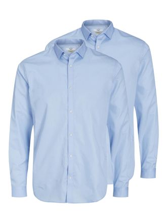 Jack & Jones Herren JPRBLACARDIFF Shirt L/S 2-Pack, Cashmere Blue/B - 2XCASHMERE B, XXL