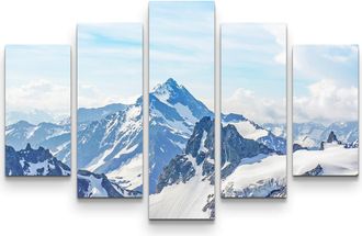 Paul Sinus Art Leinwandbilder | Bilder Leinwand 160x100cm schneebedeckte Berggipfel der Alpen