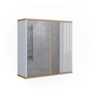 Vicco Armoire de toilette Didi, Blanc/Artisan, 60x60cm avec deux portes &agrave; miroir
