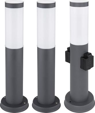 Globo Lighting Stehlampe dimmbar mit Fernbedienung Au&szlig;enleuchte mit Steckdose Edelstahl LED Sockellampe Gartenlampe Wegeleuchte, anthrazit, RGB Farbwechsel, 8,5W 806