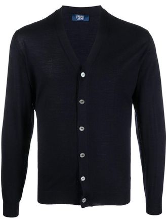 Fedeli cardigan en laine &agrave; boutonni&egrave;re - Bleu