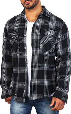 Carisma Herren warmes Flanell Holzfäller Karo Hemd Dicke weiche Qualität Regular fit kariert 8615, Grösse:M, Farbe:Schwarz (8520)