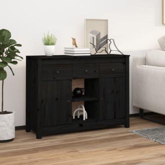 vidaXL Sideboard Schwarz 100x35x74,5 cm Massivholz Kiefer Vidaxl
