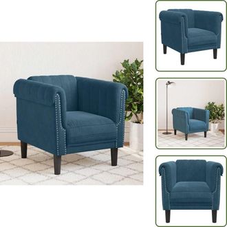 vidaXL The Living Store - Sessel Blau Samt - Samtsofa - Blau - Wohnzimmersofa - Lounge Chair - Gem&uuml;tlicher Sessel