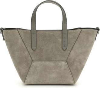 Brunello Cucinelli Suede Geometric Top Handle Bag - - Bags - Damen - Braun - ONE SIZE