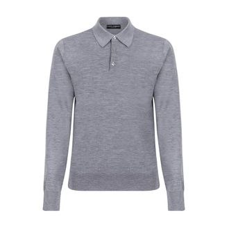Dolce & Gabbana Polo en cachemire - Homme - Tops - Gris - Taille: L