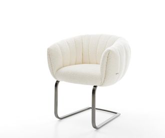 DELIFE Freischwinger Jada-Flex Boucl&eacute; Wei&szlig; Freischwinger flach Graphit Taschenfederkern, Esszimmerst&uuml;hle