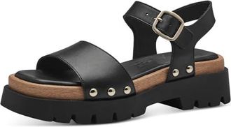 Tamaris Femme Mujer 1-28230-42 Sandale Plate, Cuir Noir, 37 EU