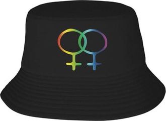 Generic Chapeau De Seau Unisexe Symboles F&eacute;minins Fiert&eacute; Lesbienne LGBT Chapeau De P&ecirc;che &Agrave; Large Bord Mode Bonnet De Soleil, pour De P&ecirc;che, Plage, Sports, 56-