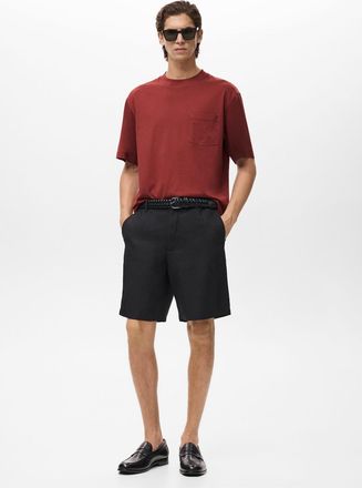 Mango Boxy-Fit-T-Shirt aus 100 % Baumwolle mit Tasche kirschrot - Herren - XL - MANGO MAN