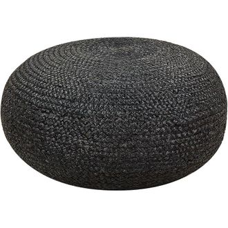 Beliani Beliani - Pouf en Jute Noir Assise Suppl&eacute;mentaire de Salon Repose-Pieds Glamour Tifelt