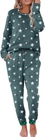 Ekouaer Pyjama Femme Long Ensemble Pyjama Col Rond Vêtements De Nuit Vêtements De Nuit Hiver Vêtements De Nuit Deux Pièces Pyjama Ensemble De Détente Costume 
