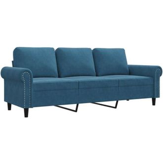 vidaXL Vidaxl - Canap&eacute; &agrave; 3 places Bleu 180 cm Velours