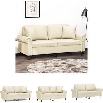 vidaXL The Living Store - 2-Sitzer-Sofa mit Zierkissen Creme 140 cm Kunstleder - Sofas - Creme