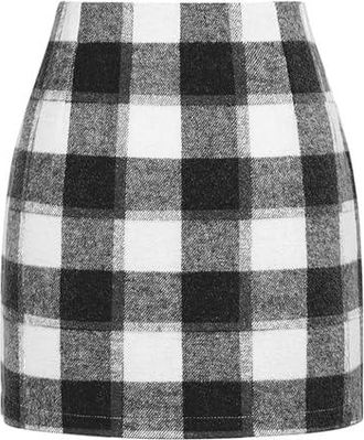 Generic Jupes moulantes extensibles pour femmes - Jupe-short &agrave; motif tartan pour femme - Jupe trap&egrave;ze - Taille haute &eacute;lastique - Taille haute - Moulante - Cou