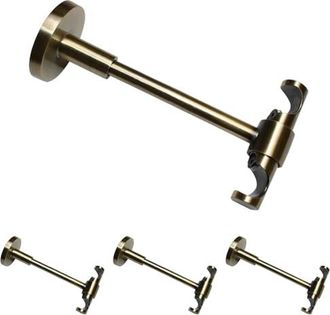 Gardinia Deckentr&auml;ger f&uuml;r Gardinenstangen, 2-l&auml;ufig, Offen, Drehbar, Wandabstand: 13 cm, Serie Memphis, &Oslash; 16 mm, Metall, Messing-Antik (Packung mit 4)