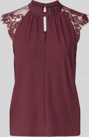 Vero Moda Regular Fit Kurzarmbluse mit semitransparenter Besatz Modell MILLA