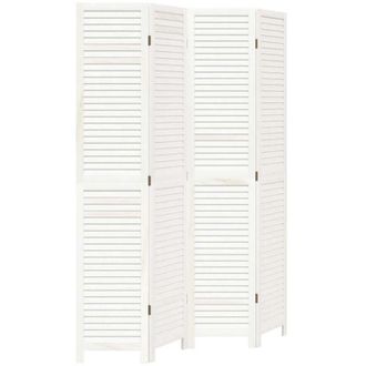 vidaXL Cloison de s&eacute;paration 4 panneaux blanc bois de paulownia massif vidaXL