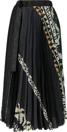 sacai Rock mit Falten - Schwarz