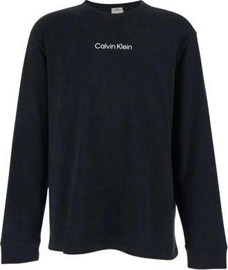 Calvin Klein Homme, Tops, Noir, Taille: XL LS Rlxd Standard Logo Crewnk Tee