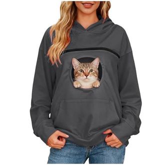 Generic Sweat à capuche avec poche kangourou pour animal de compagnie avec poche pour chat - Pull dhiver en polaire chaude et pelucheuse à manches longues - P