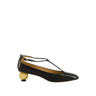 Ferragamo Spherical Heel T-Strap Pump - - Shoes - Damen - Schwarzk - 36 EU