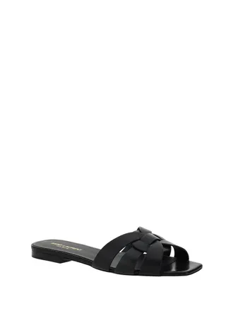 Saint Laurent Womens Leather Sandals Nero