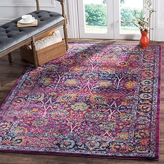 Safavieh Traditionell Teppich f&uuml;r Wohnzimmer, Esszimmer, Schlafzimmer - Granada Collection, Kurzer Flor, Fuchsia und Multi, 122 X 183 cm