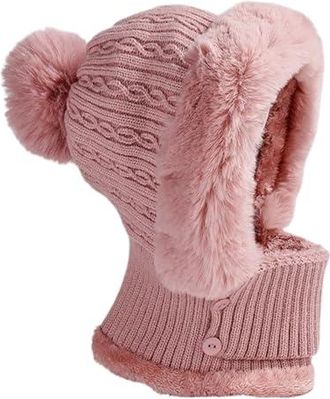 Generico Bonnet tricot&eacute; - 60 cm - Polyester - Coupe-vent - Cagoule - Cache-visage - Bonnet dhiver chaud pour femme - Pour la randonn&eacute;e, le ski, le v&eacute;lo, le sno