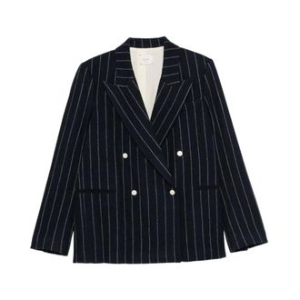 Alysi Femme, Vestes, Bleu, Taille: 40 FR Blazer Double-Boutonnage &agrave; Rayures Tennis