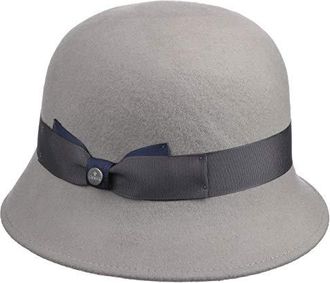 Lierys Chapeau Cloche Collana Femme - Made in Italy pour en Laine avec Ruban Gros Grain Hiver Automne-Hiver - M (57-58 cm) Gris Clair