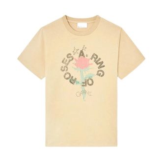 Ganni T-Shirt mit Rosen - - Tops - Damen - Beige - S