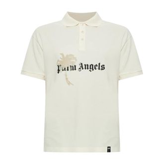 Palm Angels Polo en coton imprim&eacute; - Homme - Tops - Beige - Taille: XS