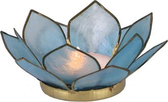 Guru Shop Lotus Teelicht Muschel 11x4 cm - Himmelblau