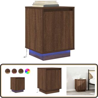 vidaXL Nachttisch mit LED-Leuchten Braun Eichen-Optik 38x34x50 cm - Vidaxl