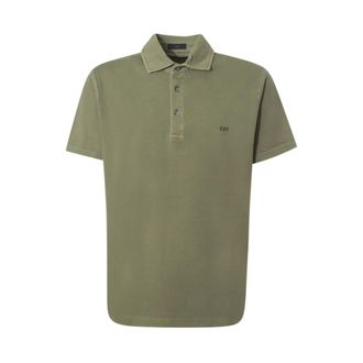 Fay Gr&uuml;nes Poloshirt Gerippte Details - - Tops - Herren - Gr&uuml;n - XL
