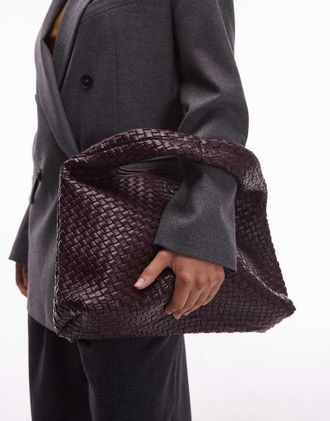 JW PEI Lara - Grand sac port&eacute; &eacute;paule tress&eacute; - Bordeaux-Rouge