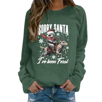 Generic Pull Moche De Noel Femme Sweat Femme Manches Longues Col Rond sans Capuche Design Mignon DéContracté Confortable Quotidien Imprimé Tendance Mode