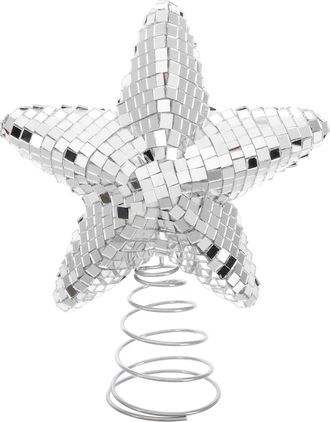 Amosfun Schillernder Christbaumschmuck Disco-Spiegel Stern-baumspitze Baumspitze F&uuml;r Weihnachten Und Halloween