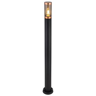 Globo Lighting Wegeleuchte Pollerleuchte außen Gartenlampen schwarz IP44, Standleuchte Terrasse Balkon, Edelstahl Kupfer rauchfarben, 1x E27 Fassung, DxH 12,7x110cm