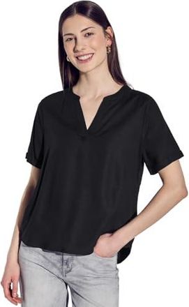 Street One A345525 Chemisier de Couleur Unie, Noir, 36 Femmes