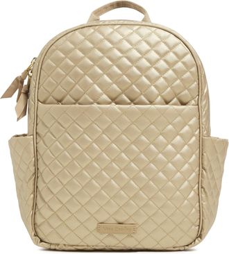 Vera Bradley Damen Kleiner Rucksack aus Baumwolle B&uuml;chertasche, Champagner-Goldperlen, Einheitsgr&ouml;&szlig;e