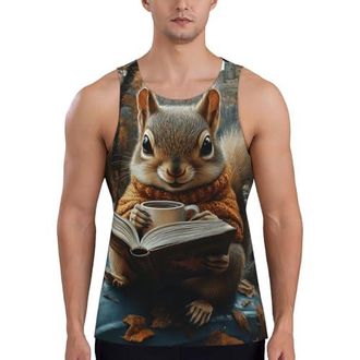 Generic D&eacute;bardeur respirant &agrave; s&eacute;chage rapide sans manches pour homme pour entra&icirc;nement &agrave; la plage S &agrave; 4XL, Lecture des &eacute;cureuils 18, 4XL