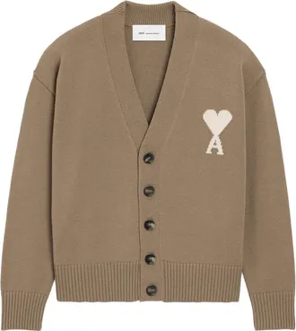 Ami Ami De Coeur-intarsia Button Cardigan