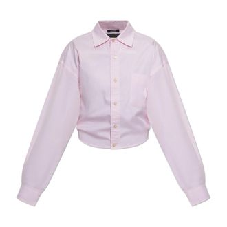 R13 Chemise Boyfriend &agrave; Ourlet Fendu - Femme - Blouses et Chemises - Rose - Taille: 38 FR