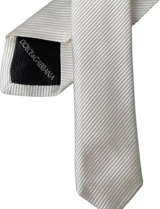 Dolce & Gabbana Mens White Solid Silk Adjustable Tie