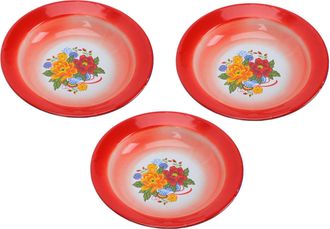 Yardwe 3st Vintage Emailleplatte Teller Servierplatte Aus Emaille Emaillierte Nistplatte Waschbecken Chinesisches Bonbontablett Dekorative Dinner- Platten Sn