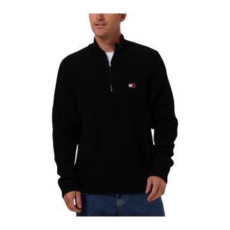 Tommy Jeans Sportlicher Schwarzer Badge Pullover - - Knitwear - Herren - Schwarzk - 2XL